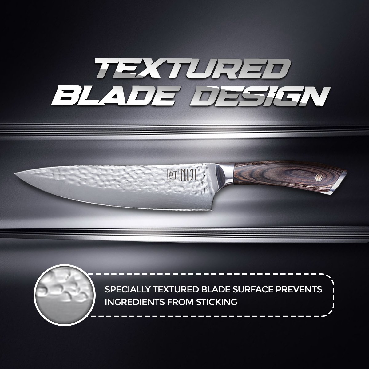 NIJI 8-Inch Hammered Collection Chef’s Knife - NIJI Knives UK