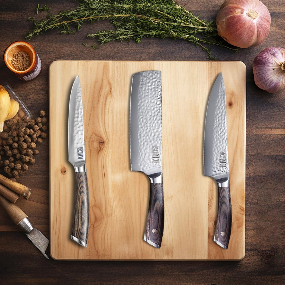NIJI 3 piece hammered collection - NIJI Knives UK