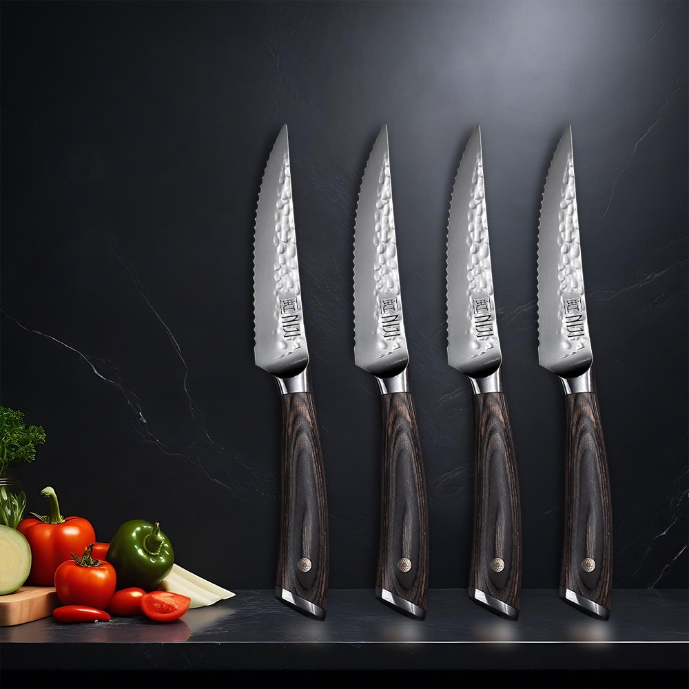 NIJI 4 Piece Hammered Collection Steak Knives - NIJI Knives UK