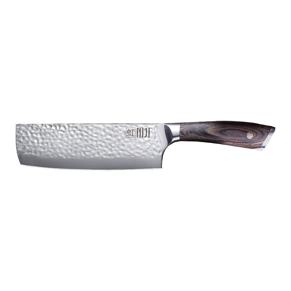 NIJI 7 inch hammered collection Nakiri - NIJI Knives UK